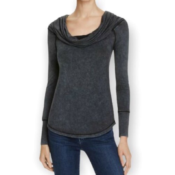 Free People | Tops | Free People Cosmo Cowl Long Sleeve Top In Black ...